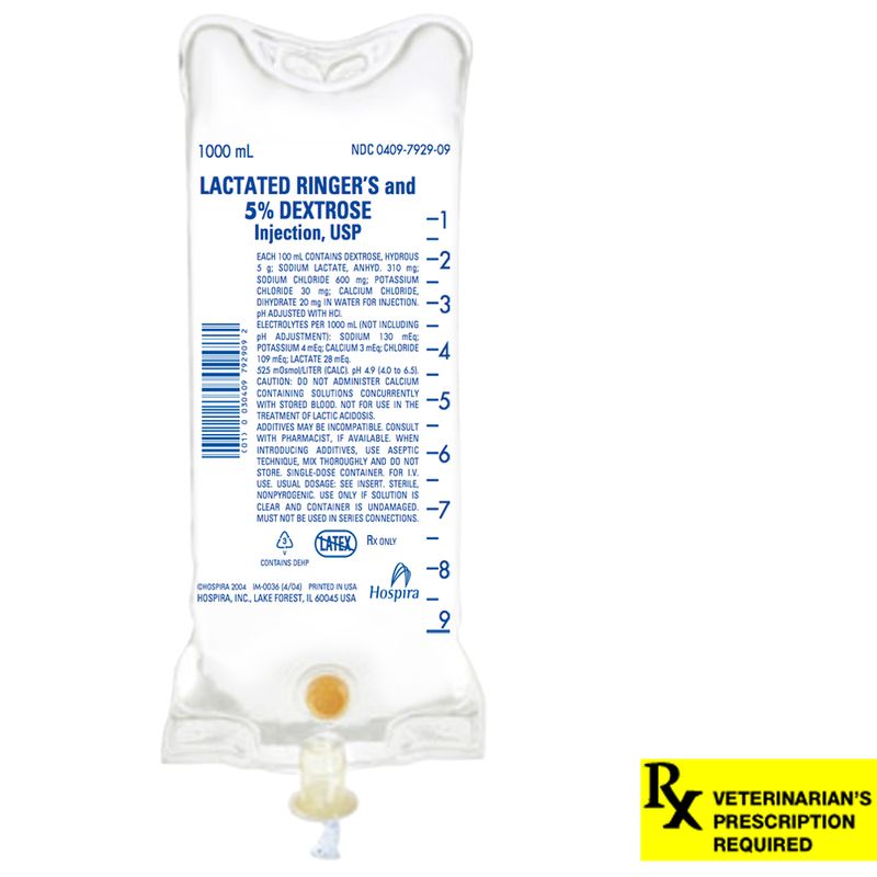 Hospira Lactated Ringer's Injection 5% Dextrose Rx, USP - Pet Supplies 4 Less