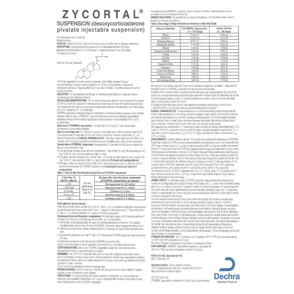 Zycortal Suspension for Dog Addison's Disease Treatment - Lambert Vet ...