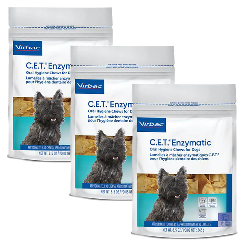 C.E.T. Enzymatic Oral Chews, for Dogs, Small, Approx 30 Chews, 3 pk ...