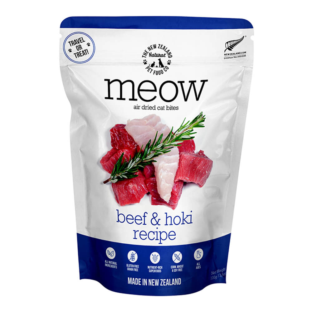 Meow Beef & Hoki Air Dried Travel/Treat Food 3.5oz - Pet Supplies 4 Less