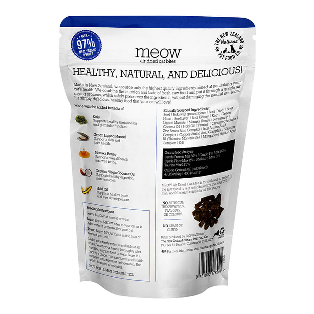 Meow Beef & Hoki Air Dried Travel/Treat Food 3.5oz - Pet Supplies 4 Less