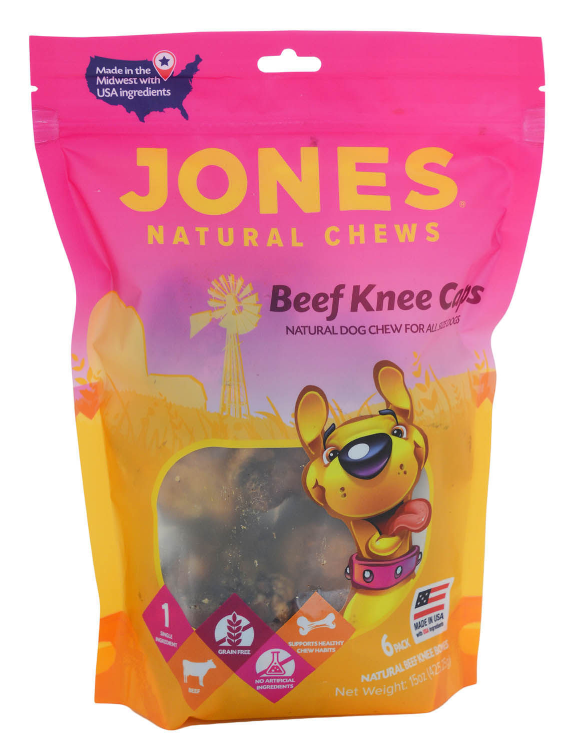 Jones Natural Chews Beef Kneecaps 6pk - Pet Supplies 4 Less