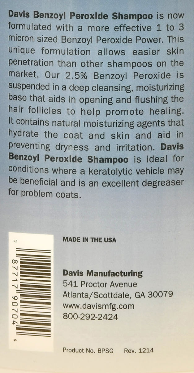 Davis Benzoyl Peroxide Medicated Dog & Cat Shampoo - Lambert Vet Supply ...