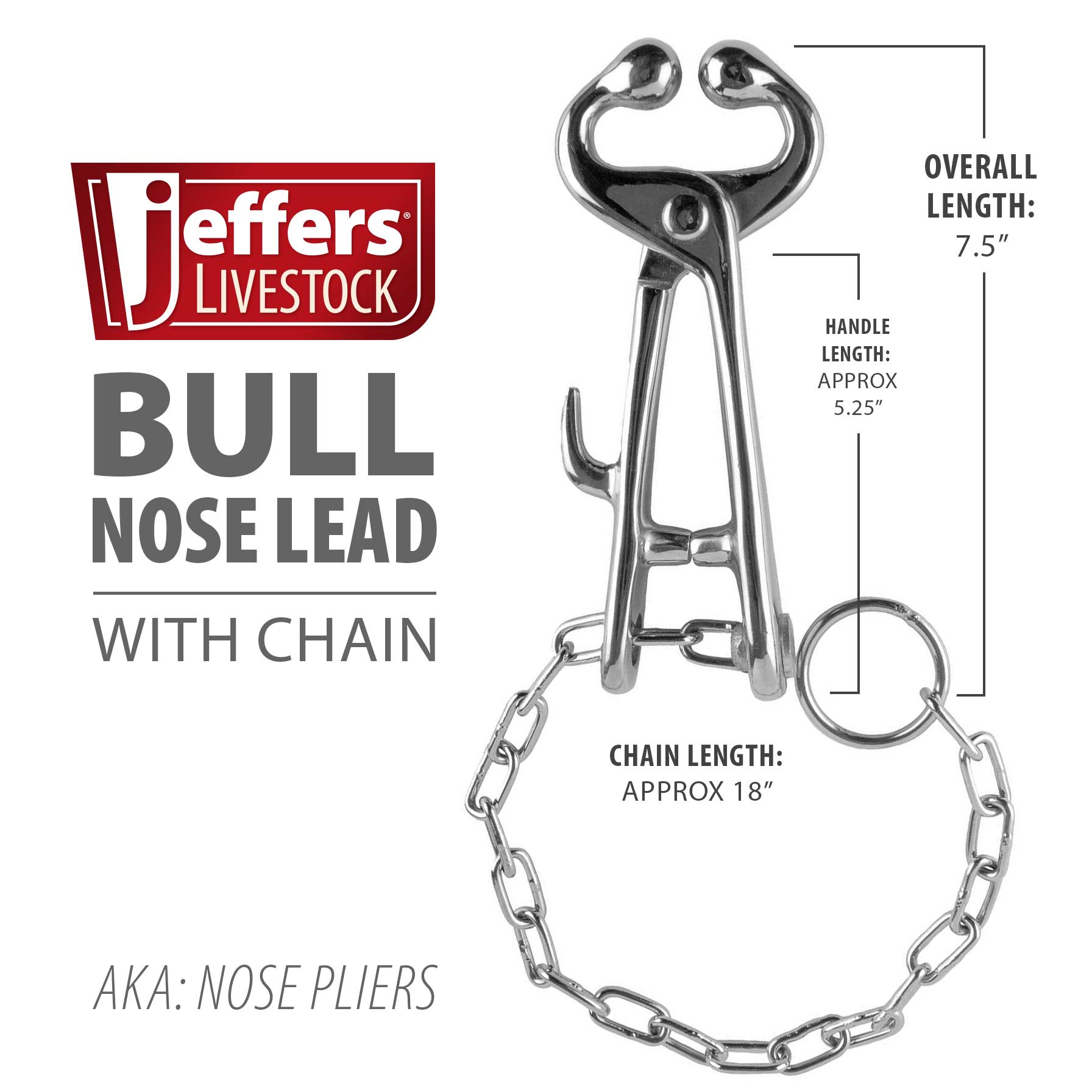 Jeffers Bull Nose Lead w/ Chain - Pet Supplies 4 Less