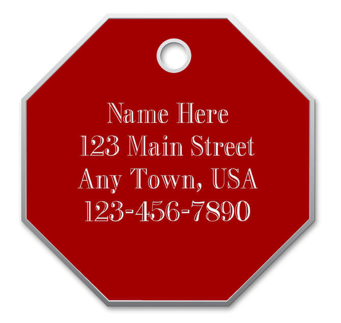Large Stop Sign Dog ID Tag, Red - Pet Supplies 4 Less
