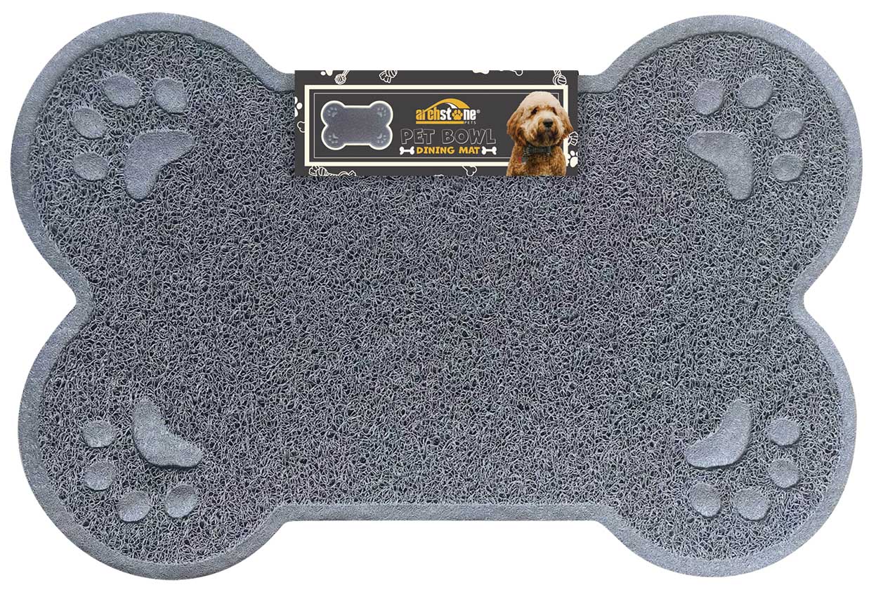 Pet Bowl Dining Mat Gray Bone Shaped - Lambert Vet Supply | Dog, Cat ...
