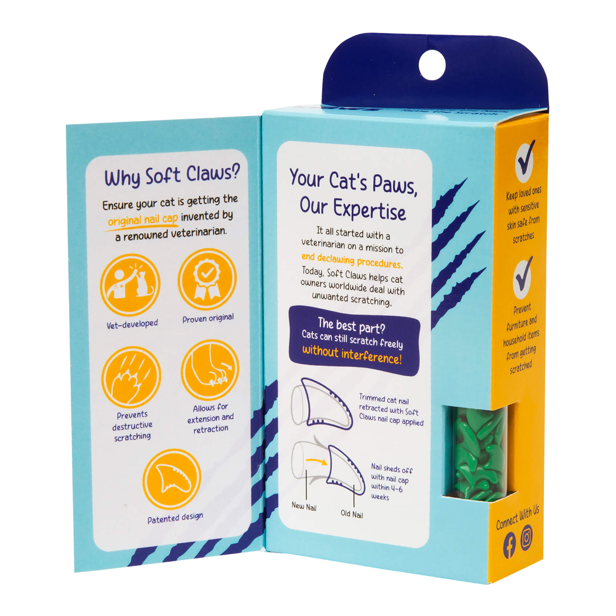 Soft Claws, Nail Caps for Cats, Small, Green, 40 ct - Lambert Vet ...