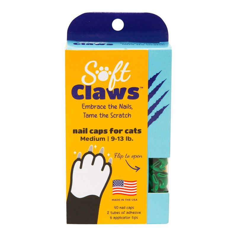 Soft Claws, Nail Caps for Cats, Medium, Green, 40 ct - Lambert Vet ...